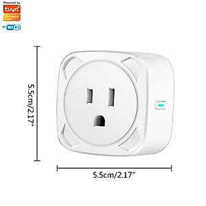 Smart Plug WiFi Outlet Tuya APP Compatible with Alexa and Google Home Wireless Remote Control 2.4GHz Wi-Fi Timer Socket Features Energy Monitoring (Power Monitoring) 16 Amp, White (US001)