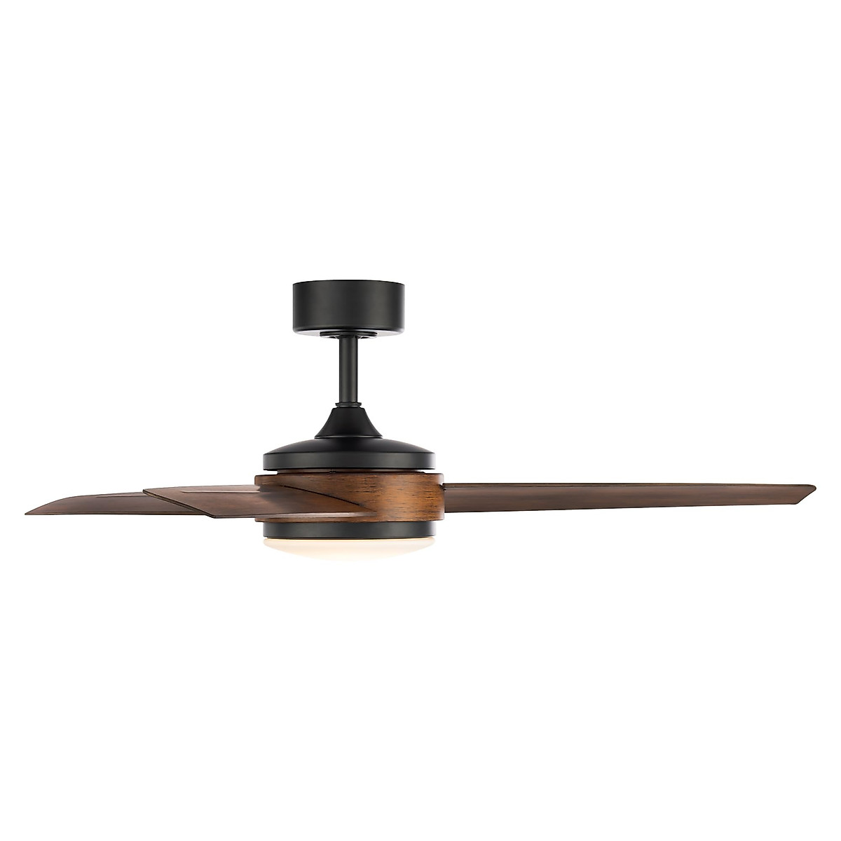 WAC Smart Fans Mod Indoor and Outdoor 3-Blade Ceiling Fan 54in Matte Black Distressed Koa with 3000K LED Light Kit and Remote Control works with Alexa and iOS or Android App