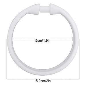 White Shower Curtain Hooks Rings, 12pcs Plastic Rust Proof Shower Curtain Hooks, Round Curtain O Rings Hook Hanger for Bathroom Shower Window Rod