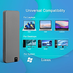 2TB External Hard Drive, Portable SSD External Hard Drive with Reading Speed Up to 500Mb/s Plug and Play Ready for Mac and PC Computer, Desktop, Laptop Silver