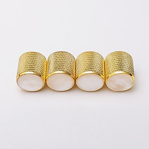 JIUWU Guitar Speed Control Knobs, Gold Volume Tone Control Metal Knob with Pearl White Top for Guitar Bass, Pack of 4