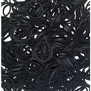 1000, Black, Standard Size, US Made Rubber Hair Bands for Pony Tails and Braids