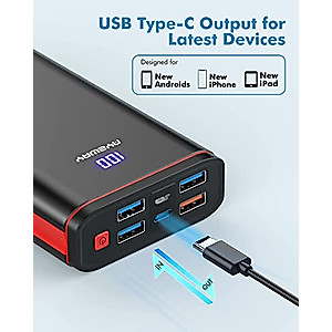 Ayeway Battery Pack USB C Portable Charger PD 20W Fast Charging 26800mAh Power Bank with Type C Output,External Battery Phone Charger for iPhone 13,14,MacBook,Samsung Galaxy,Camping Lantern,USB Fan.