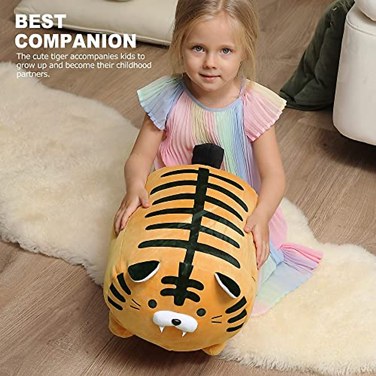 Onsoyours Cute Plush Tiger Doll Stuffed Fluffy Tiger Plush Toy Soft Animal Plush Pillow for Kids (Brown Tiger, 17.7")