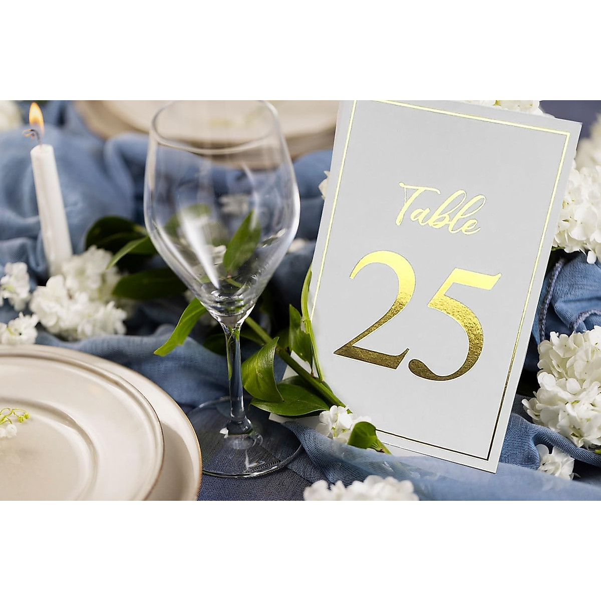 White Paper Gold Wedding Table Numbers, 1-30 And Head Table Card Included, Centerpiece Decorations,Double Sided 4x6 With Gold Stamping,For Table Number Holders