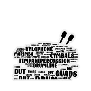Teegarb Letter Blanket Sticker Decal Humorous Percussionist Instrumentalist Drummists Lover Pun Novelty Bassist Stickers for Laptop Car 4" × 4" / White
