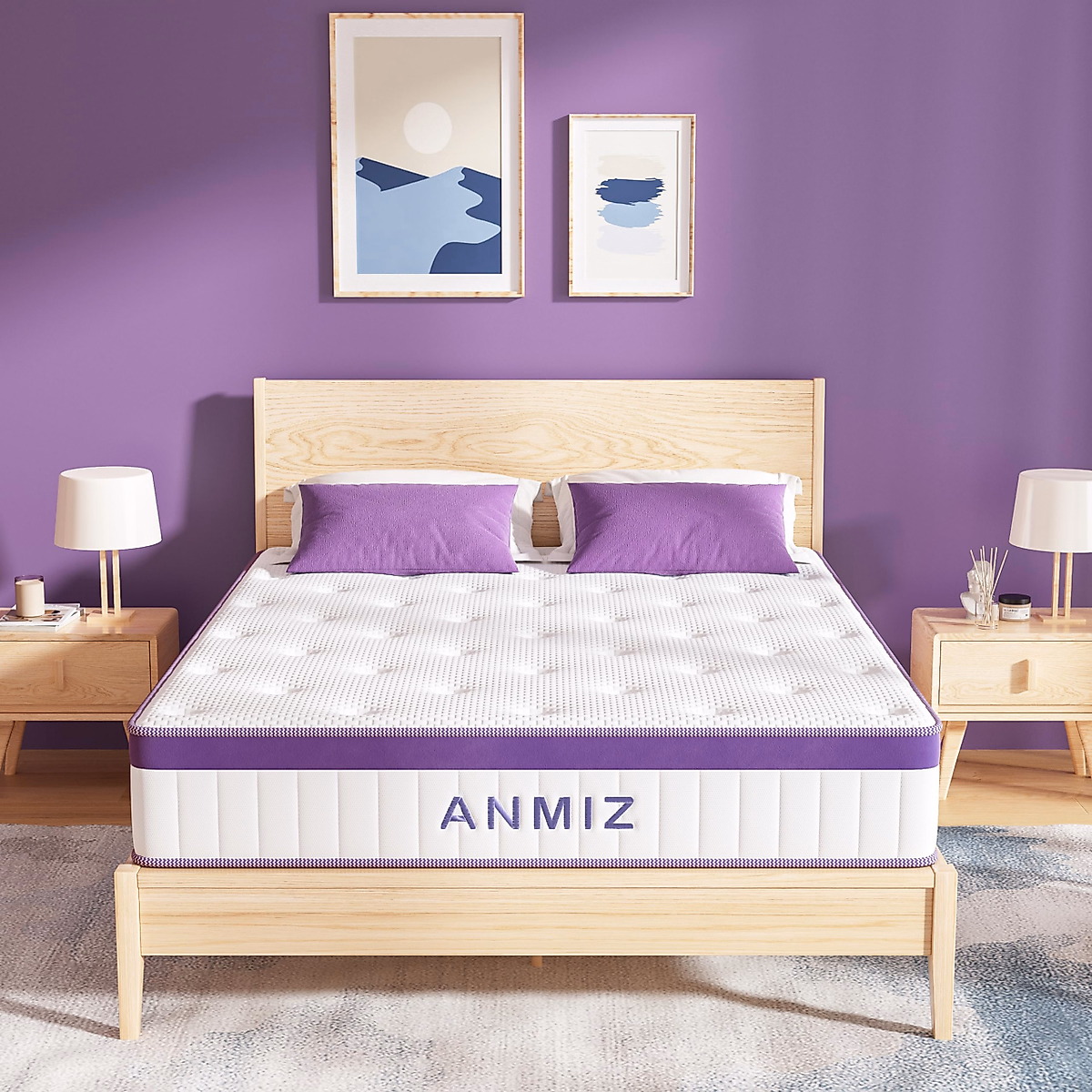 ANMIZ Full Mattress, 12 inch Full Size Mattresses Hybrid Memory Foam Mattress Full, Medium Firm Mattress Full Size in a Box, Pocket Spring for Cool Sleep & Pressure Relief, 12 inch Mattresses Full