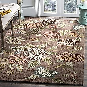 SAFAVIEH Blossom Collection 8' x 10' Brown/Multi BLM920A Handmade Floral Premium Wool Area Rug