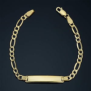 Kooljewelry 14k Yellow Gold High Polish Figaro Baby ID Bracelet (5.5 inches long)