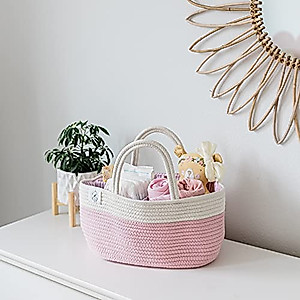 OrganiHaus Pink Diaper Caddy Organizer, Nursery Baskets, Baby Baskets for Storage, Baby Diaper Caddy Organizer for Changing Table, Car Diaper Caddy for Baby Girl and Boy, Baby Shower Basket