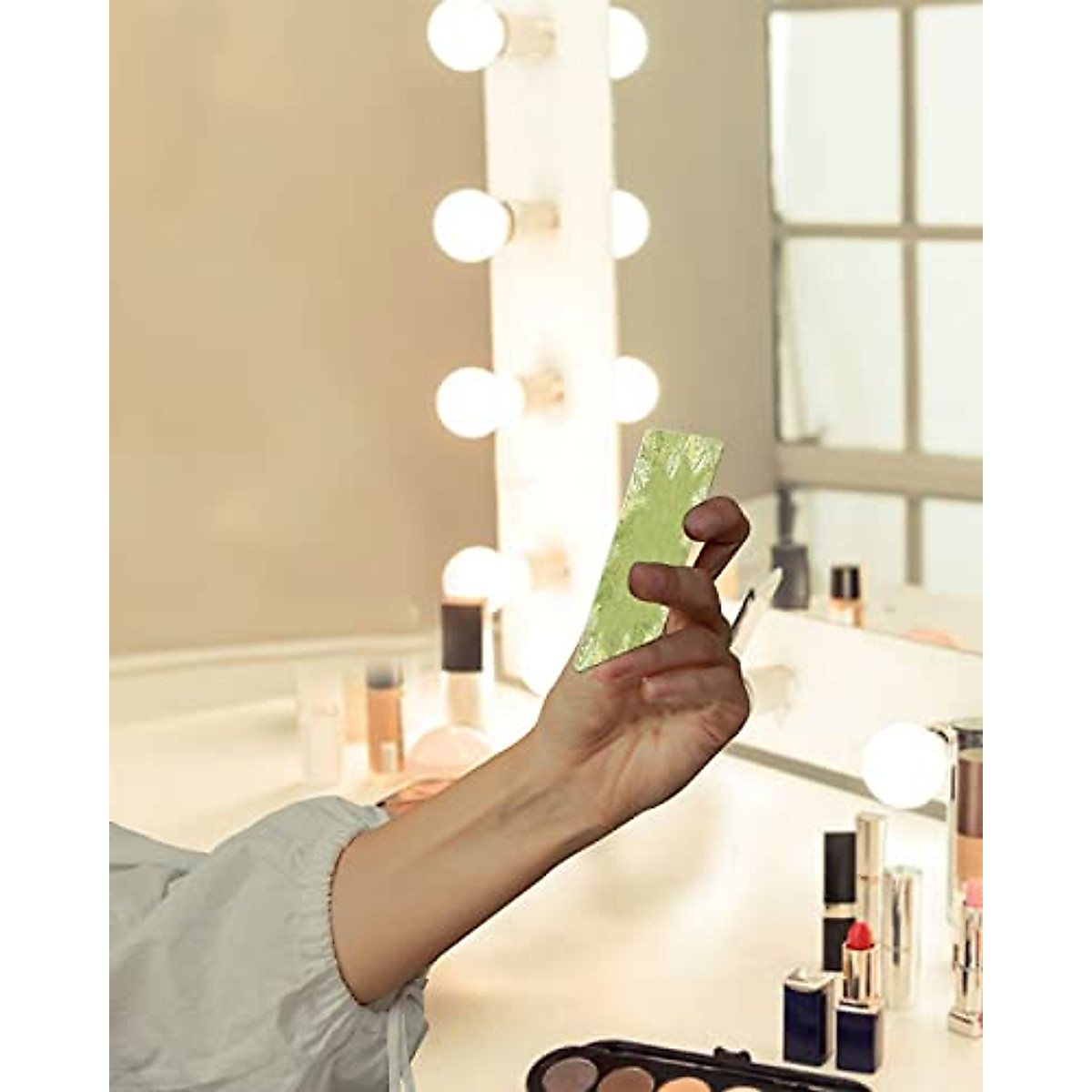 Carosoffe Green Small Compact Mirror for Purse, Boho Leaf Branches Botanical Aesthetic Art Travel Makeup Mirror for Women Men, Rectangular Handheld Compact Pocket Mirror 4 PCS