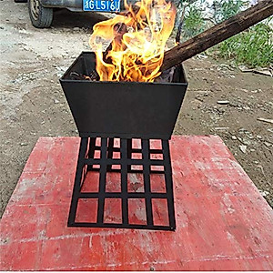 SCYMX Outdoor Garden Metal Charcoal Fire Pit 500°C Camping Fishing BBQ Burner Bowl Multifunction Removable Stove Barbecue Grill Stand