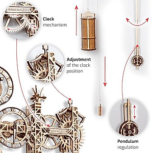 WOODEN.CITY Steampunk Wooden Clock Kit - 3D Puzzles for Adults - Hobbies for Men Model Kits