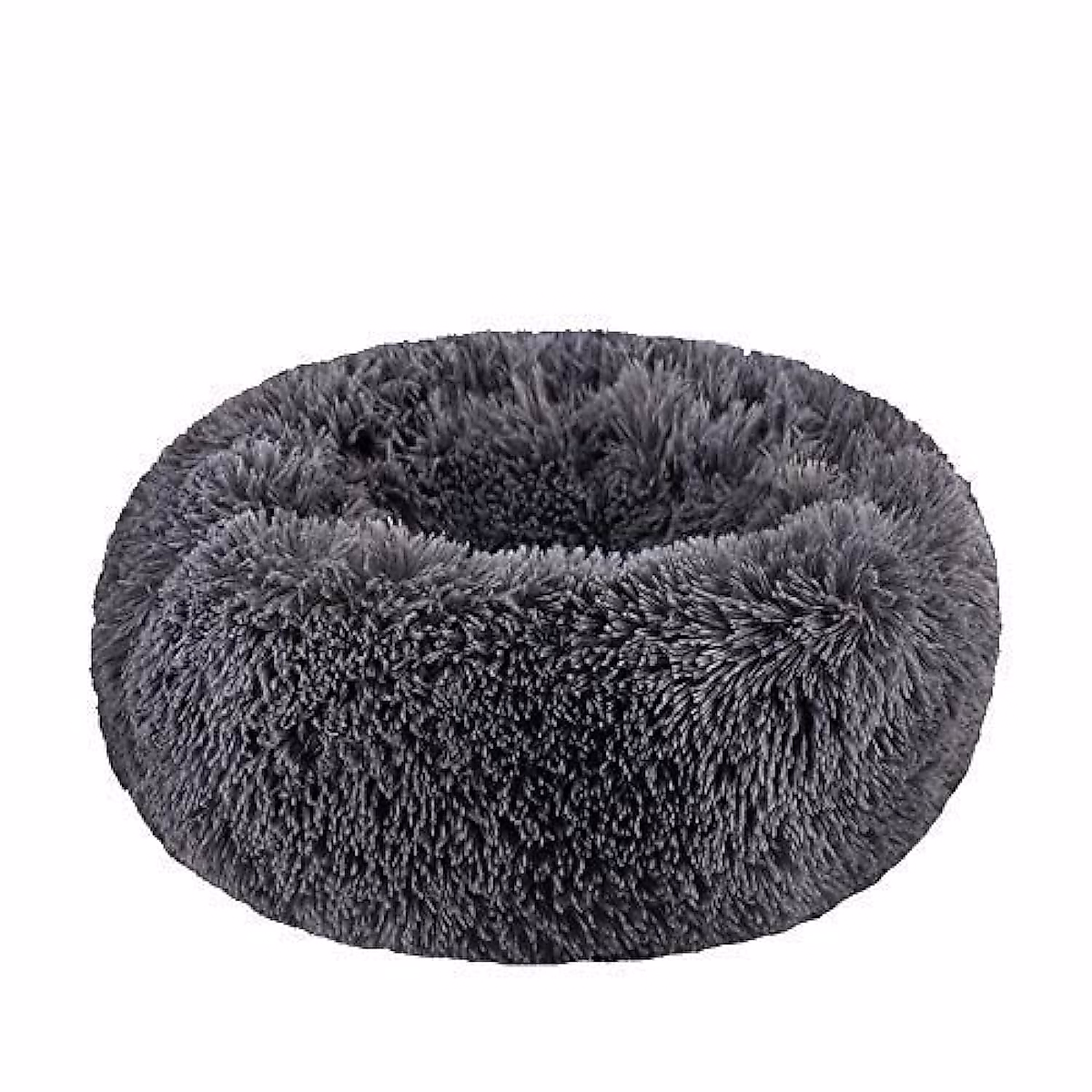BODISEINT Modern Soft Plush Round Pet Bed for Cats or Small Dogs, Mini Medium Sized Dog Cat Bed Self Warming Autumn Winter Indoor Snooze Sleeping Cozy Kitty Teddy Kennel (24'' D x 8'' H, Dark Grey)