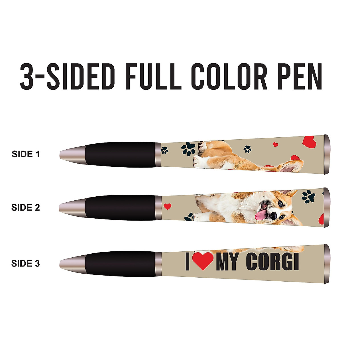 ANINKABOVE I Love My Dog Ballpoint Pen (1 Pen, 3-Sided) Dog Birthday Cute Pens, Fun Pens Dog Lovers Gifts For Women & Dog Dad Cool Pens, Dog Mom Gifts - Cute School Supplies Dog Pens (Corgi Gift)