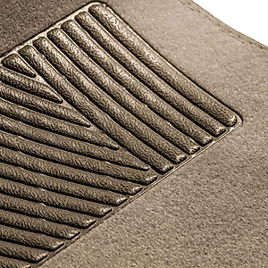 FH Group Car Floor Mat 4 Piece Set Driver's Seat with Heel Pad Deluxe Front 66 x 43 cm Rear 32 x 43 cm Beige