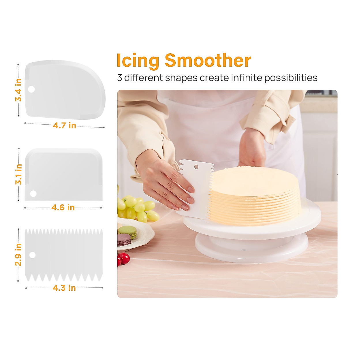 Kootek 69pcs Cake Decorating Supplies Kit, Cake Decorating Set with Cake Turntable Stand, 12 Numbered Icing Piping Tips, 50 Pastry Bags, Straight & Angled Spatula, 3 Scraper & Other Baking Supplies