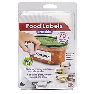 Jokari Label Erasable Food Labels with Markers, 70 Assorted Labels