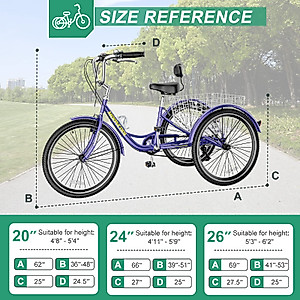 LILYPELLE Adult Tricycle 7 Speed, 3 Wheel Bike Adult, 20/24/26 inch Wheels Cruiser Bikes with Cargo Basket for Seniors, Women, Men