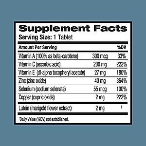 Bausch + Lomb Ocuvite Eye Vitamin and Mineral Supplement with Lutein, 60 Count Bottle