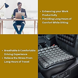 SUNFICON Air Cushion Inflatable Chair Air Seat Cushion Car Portable Breathable Comfort Cushion Office Wheelchair Pad Orthopedics Pain Pressure Relief Cushion Camping Seat Mat 18 x 16 x1 in Black