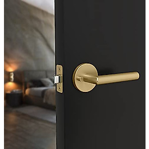 Mega Handles Privacy I Lever Door Handle Set for Hallway, Closet and Bathroom I Reversible Heavy Duty Design I Fits All Standard Door Sizes I Screws Included - Satin Brass (1 Pack)