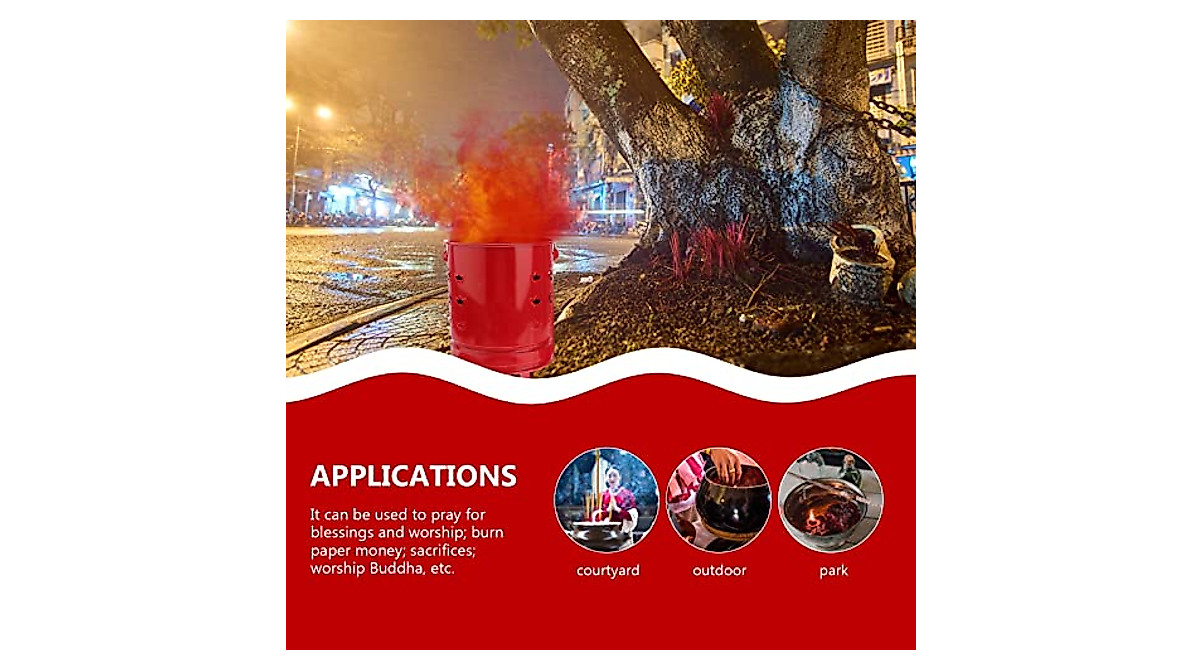 Durable Red Burn Barrel Incinerator for Yard Waste & Debris Disposal