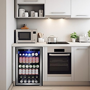 Antarctic Star Beverage 4.4Cu.Ft Refrigerator Cooler -145 Can Mini Fridge Glass Door for Soda Beer or Wine, Small Drink Dispenser, for Home Office or Bar.