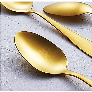 GoGeiLi Matte Gold Spoons Set, 7.8 Inch Stainless Steel Satin Finish Dinner Spoons, Gold Silverware Flatware Spoon Set of 6, Dishwasher Safe