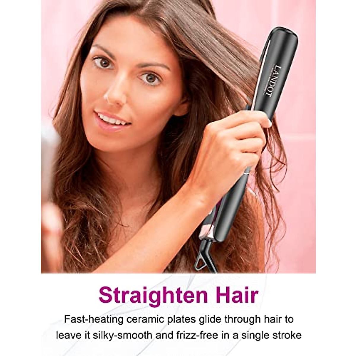 LANDOT Hair Straightener and Curler 2 in 1, Twist Flat Iron Curling Iron for Curl/Wave or Straighten