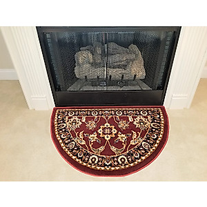 Great American Distributors Hearth Slice Fireplace Rug - Log Cabin Decor, Kitchen Carpet, Accent Rug, Fire Resistant Mat, Traditional Designs, 2'2" x 3'3" (Red/Black/Red)