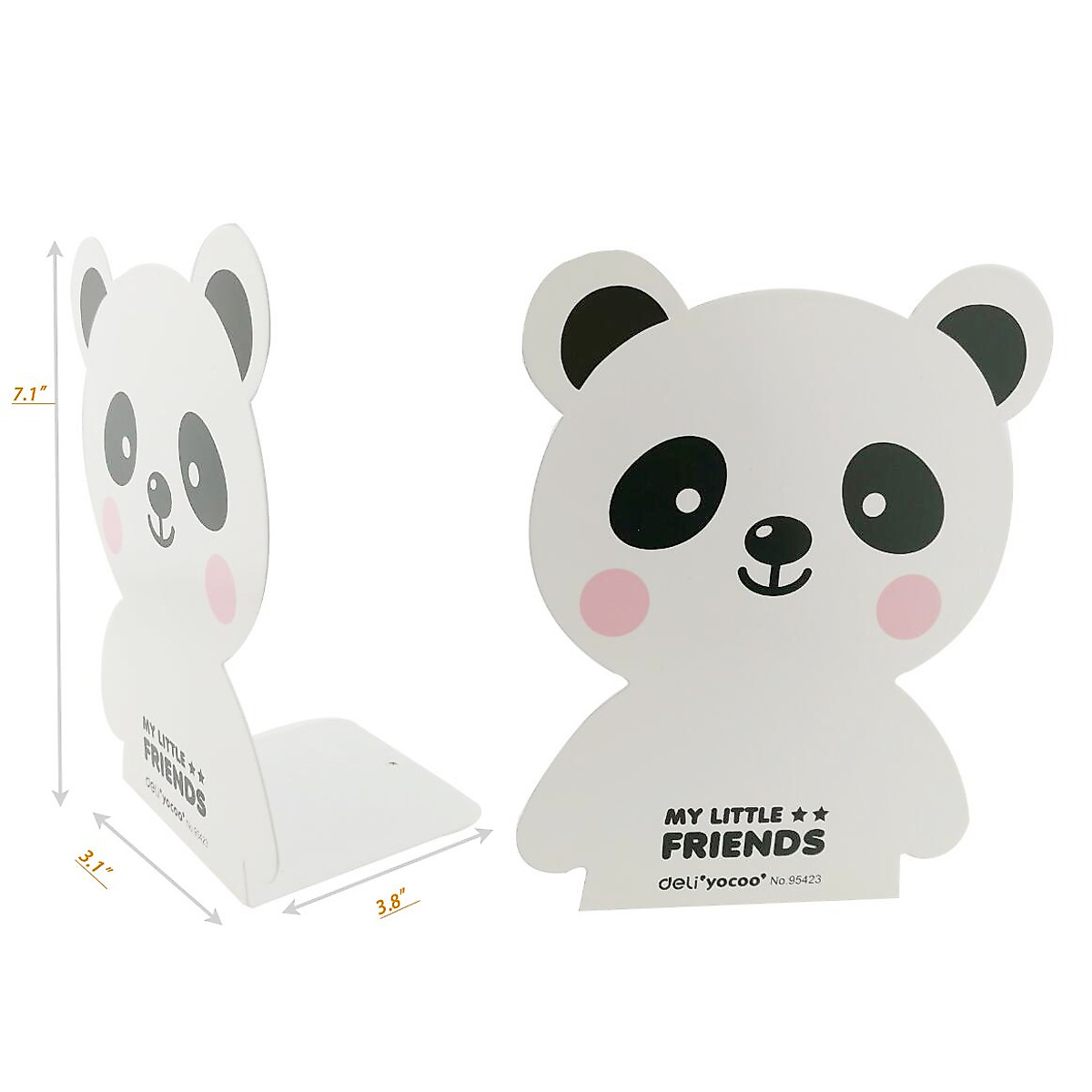 Winterworm Cartoon Cute Lovely Panda Bear Pattern Nonskid Heavy Metal Office Desk Bookends for Kids Children (White)