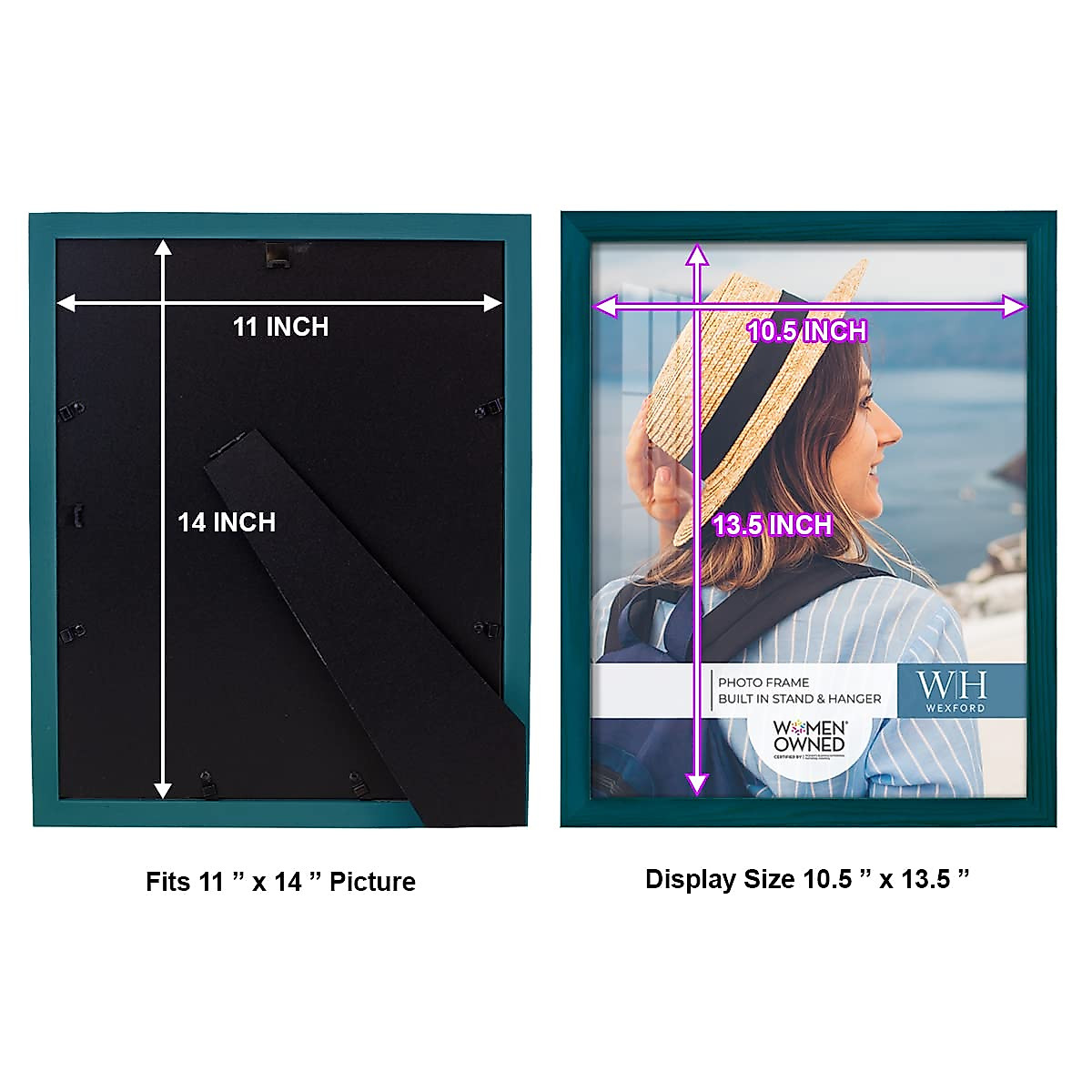 Renditions Gallery 11x14 inch Picture Frame Ocean Blue Wood Grain Frame, High-end Modern Style, Made of Solid Wood and High Definition Glass for Wall and Tabletop Photo Display