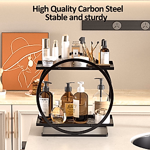 BESTMOOD 2-Tier Makeup Organizer for Vanity Bathroom Countertop Organizer-Perfume Organizer Ideal Gifts for Women (Black)