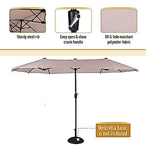 Sophia & William Patio Dining Set 8 Pieces Outdoor Metal Furniture Set with 13ft Double-Sided Patio Umbrella Beige, 6 x Swivel Patio Dining Chairs, 1 Wood Like Umbrella Table for Patio Lawn Garden