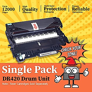 TONERNEEDS Remanufactured DR420 Drum Unit Replacement - Drum Replacement for Brother DR 420 - High Yield Use - Compatible with Brother HL-2270DW HL-2280DW HL-2230 HL-2240 HL-2240D - (1 Unit)
