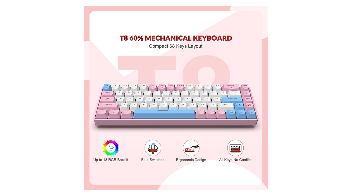 ZIYOU LANG RK-T8 Gaming Keyboard - Compact & RGB