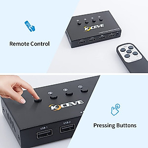 USB Switch Selector 4 Port, KCEVE 4 in 4 Out USB HUB Switch for 4 Computers Sharing 4 USB Devices for Mouse, Keyboard, Scanner, Printer, with Remote Control and 4 USB Cables