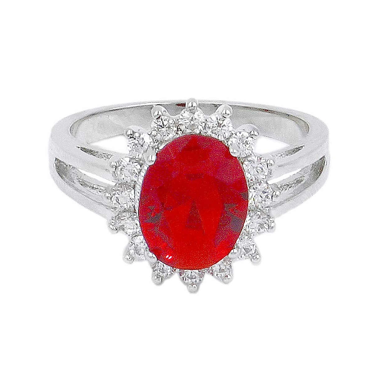 Lavencious Oval Round Ruby CZ Rings Wedding Party Statement Engagement Inspired Cocktails For Woman Size 5-10 (Red, 6)