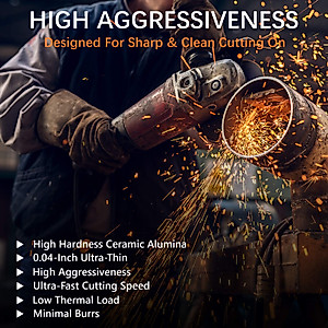 PEGATEC Cut Off Wheels 50 Pack, Quality Thin 4 1/2 x0.04x7/8 inch Cutting Disc, Metal & Stainless Steel Aggressive Cutting Wheel for Angle Grinder, General Purpose Metal Cutting (4.5inch)