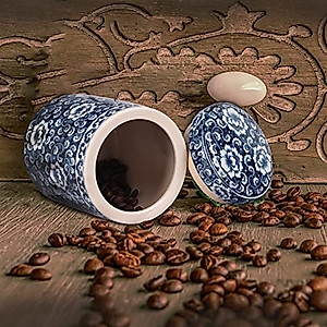 Chinese Traditional Antique Style Blue and White Porcelain Ginger Jar Ceramic Covered Jar Flower Vase with Lid,China Ming Style,China Jingdezhen Design (Cylinder)