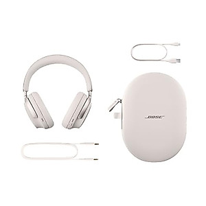 Bose QuietComfort Ultra Wireless Noise Cancelling Headphones with Spatial Audio, Over-the-Ear Headphones with Mic, Up to 24 Hours of Battery Life, White Smoke