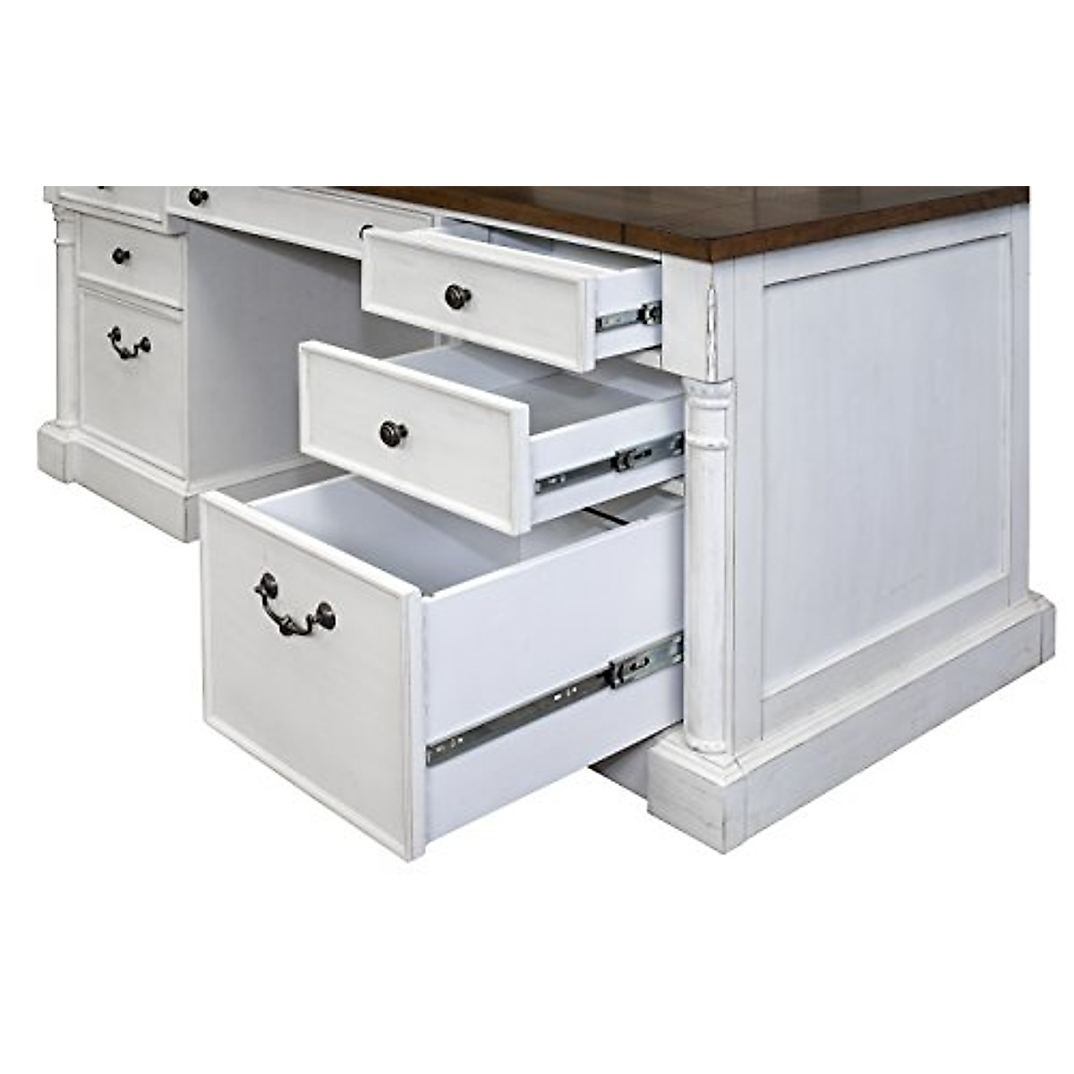 Martin Furniture Durham Double Pedestal Executive Desk, White