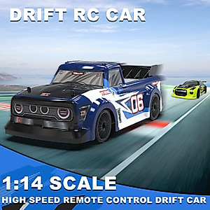 28℃ RC Car 2.4Ghz Remote Control 1:14 Scale RC Drift car for Adults Kids Gifts 4WD RTR High Speed RC Vehicle with LED Light (Blue) (Blue-Truck)