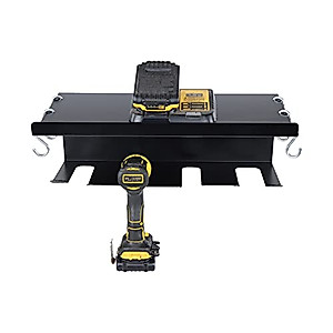 BISupply Power Tool Organizer Wall Mount Storage Rack with Shelf and Hooks - Cordless Drill Holder and Tools Storage