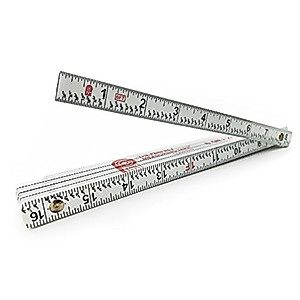 Perfect Measuring Tape Co. FR-72 Carpenter's Folding Rule Lightweight Composite Construction Ruler (Folding Yard Stick) with Easy-Read Inch Fractions - 6.5ft / 2m