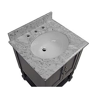 Beverly 24-inch Bathroom Vanity (Marine Gray/Carrara): Includes Marine Gray Cabinet with Authentic Italian Carrara Marble Countertop and White Ceramic Sink