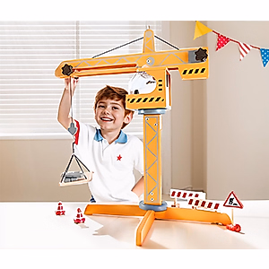 Hape Playscapes Crane Lift Playset| Construction Truck Vehicle Playset for Kids