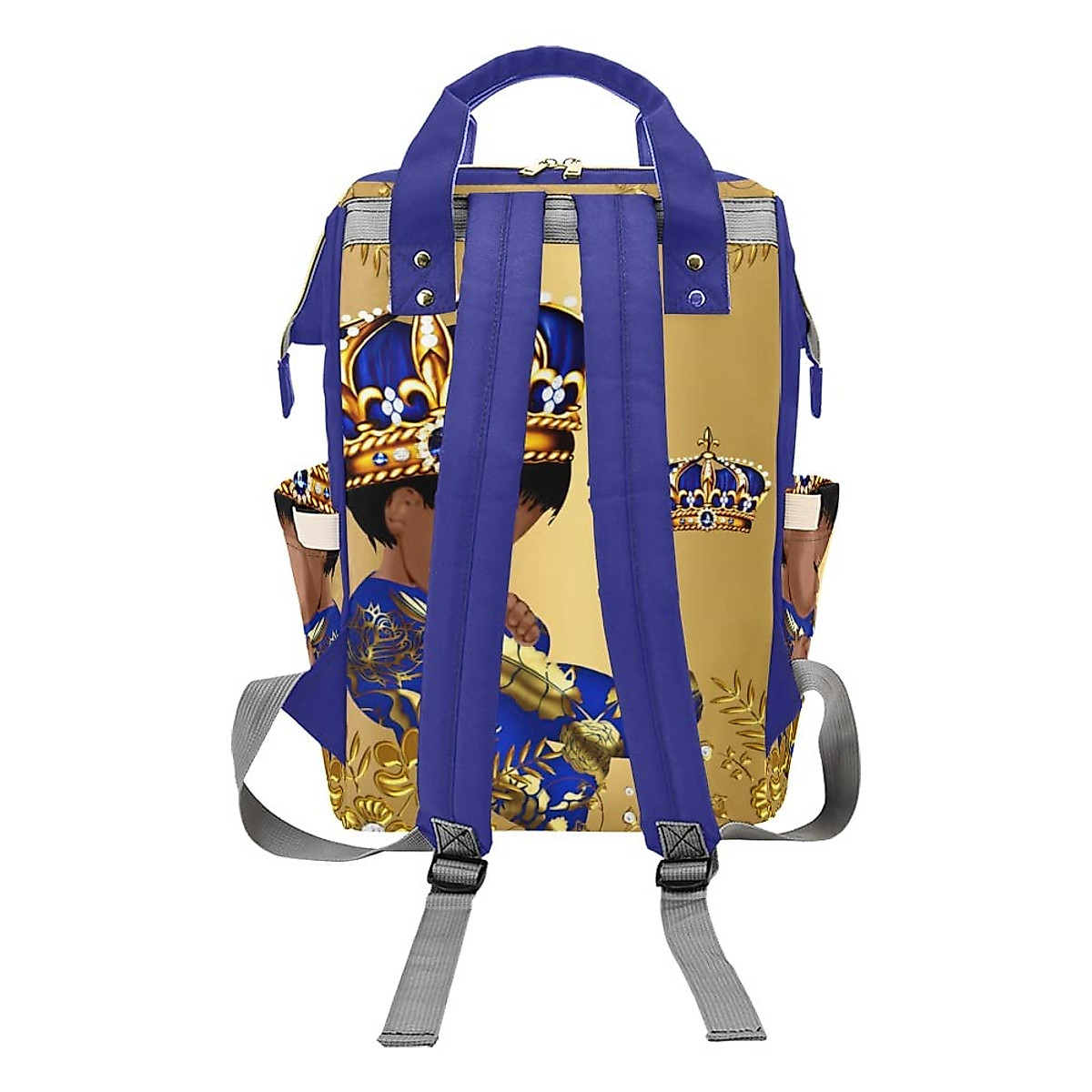 XOZOTY Gold Blue Cute Baby Boy Diaper Bags with Name Waterproof Mummy Backpack Nappy Nursing Baby Bags Gifts Tote Bag for Women