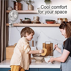 Lasko Clip Fan, 2 Quiet Speeds, 360 Degree Pivot, Portable for Office, Bedroom, Kitchen, 6", White, 2004W